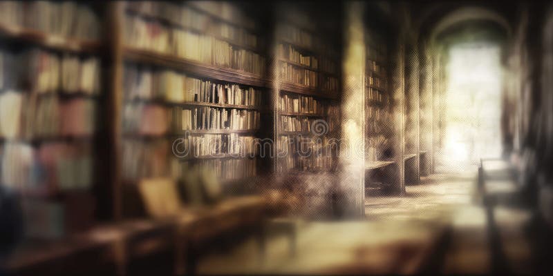 A Blurred Vision on an Old Library Stock Illustration - Illustration of ...
