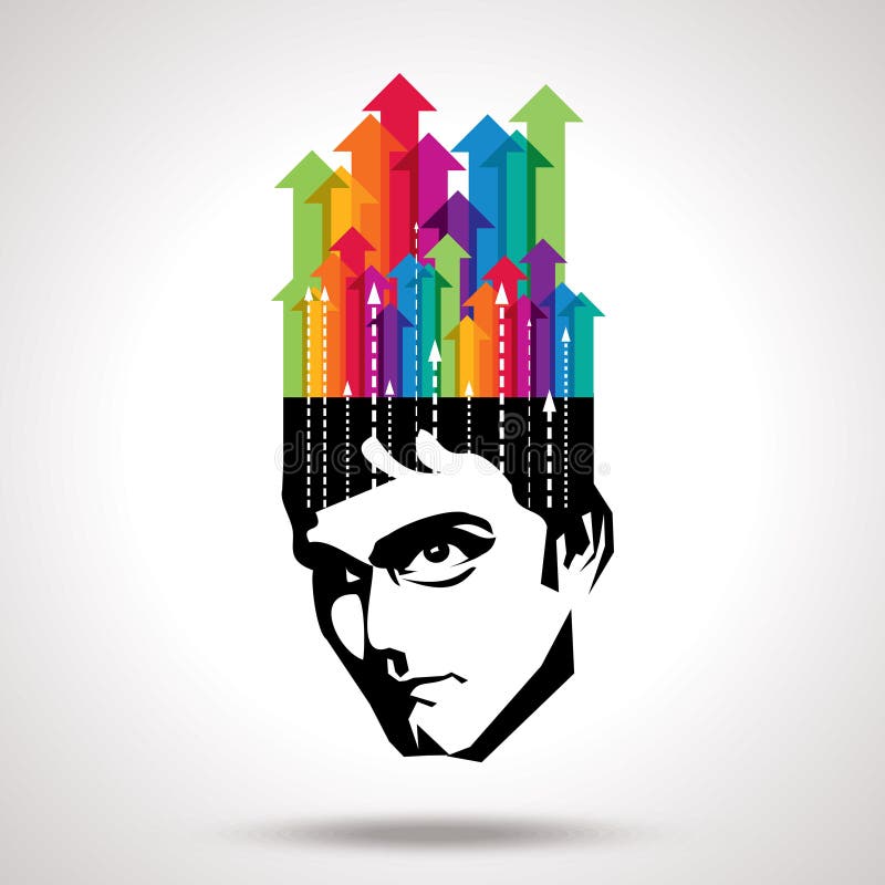 Illustration of Head with Arrows Stock Vector - Illustration of choice ...