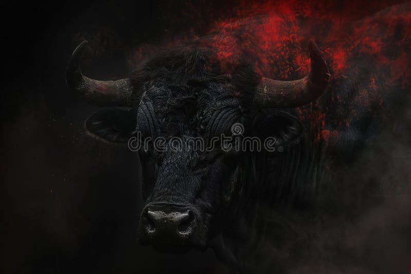 Head of a Black Bull in Dark Light, High Quality, High Resolution Stock ...