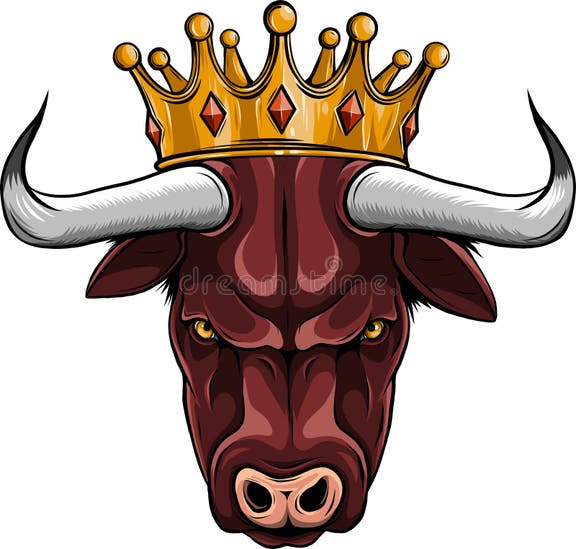 Vector Illustration of a Head of a Bull with a Crown Stock Vector ...