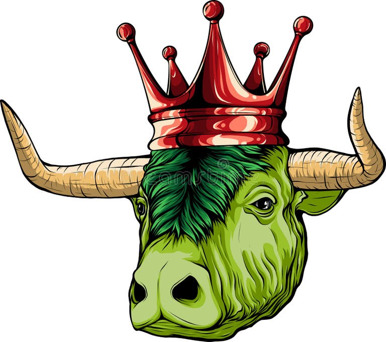 Vector Illustration of a Head of a Bull with a Crown Stock Vector ...
