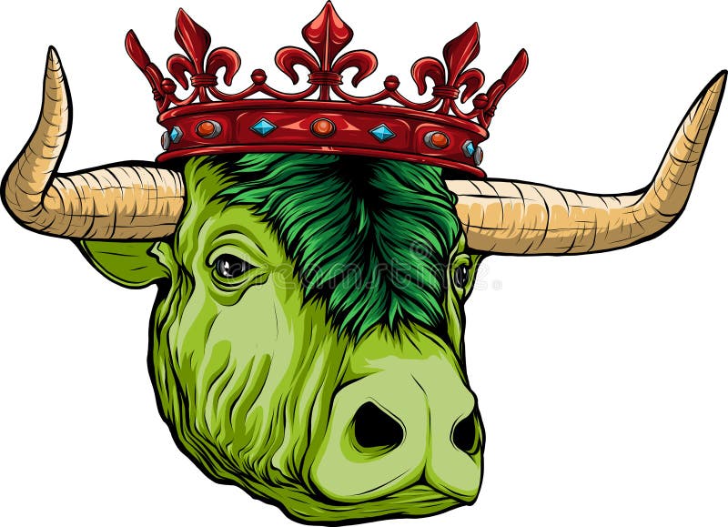 Vector Illustration of Head Bull with a Crown Stock Vector ...
