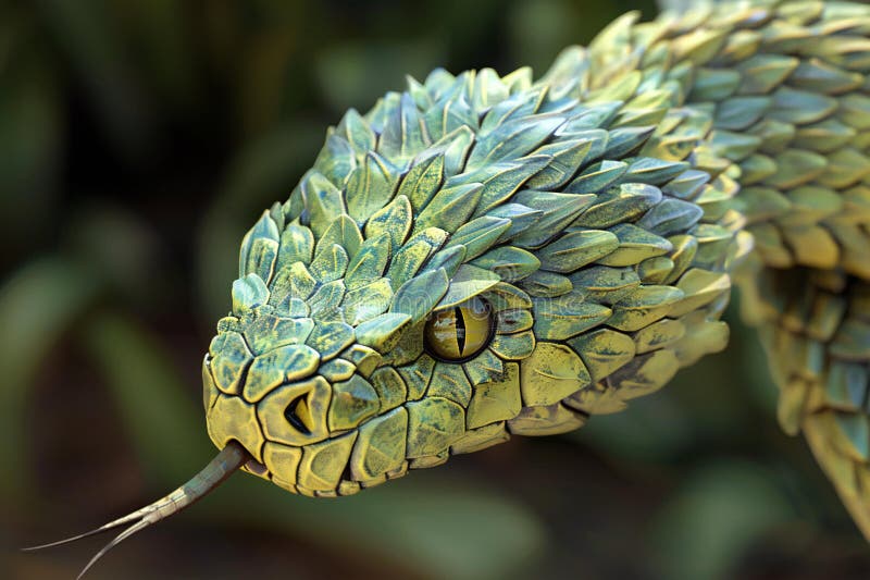 The Head of a Green and Yellow Snake, High Quality, High Resolution ...