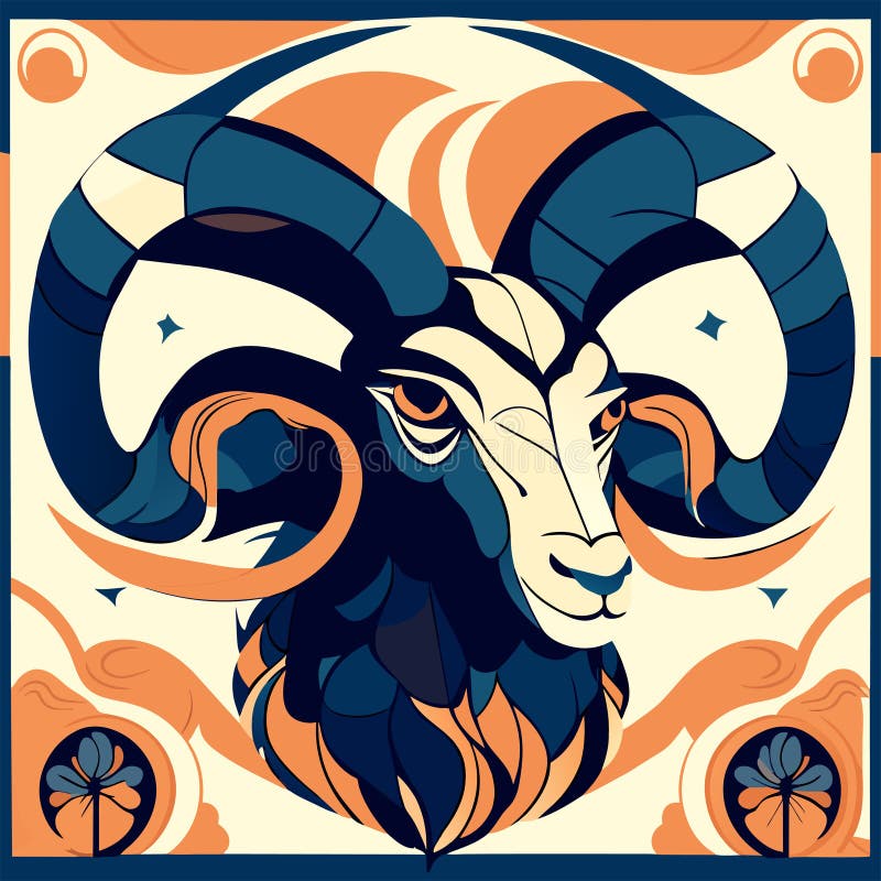 Illustration of the Head of a Ram on an Abstract Background. Generative ...