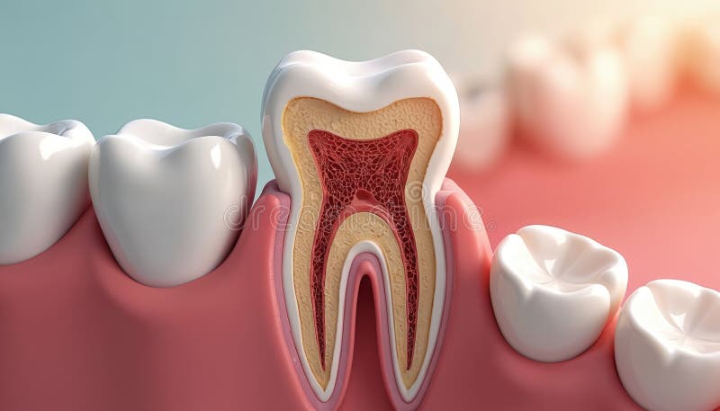 Illustration of Healthy Human Teeth Cross Section in Gums. Structure ...