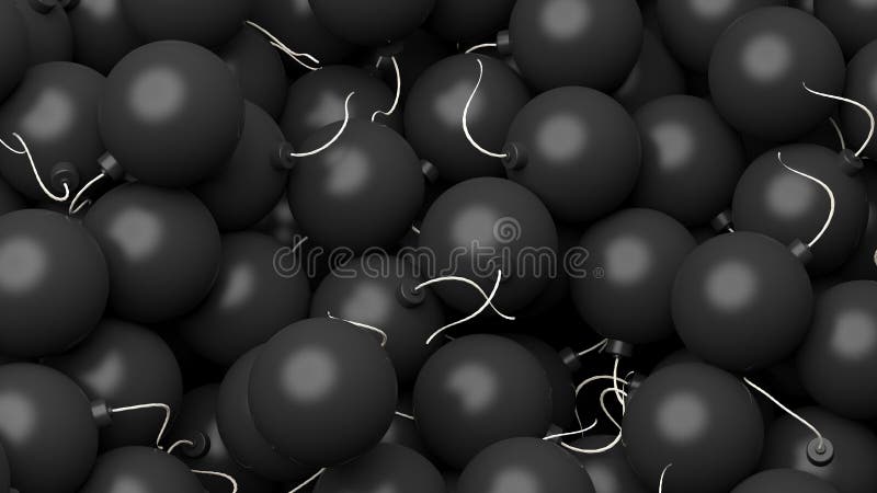 Illustration on Heap of Black Bombs Stock Illustration - Illustration ...