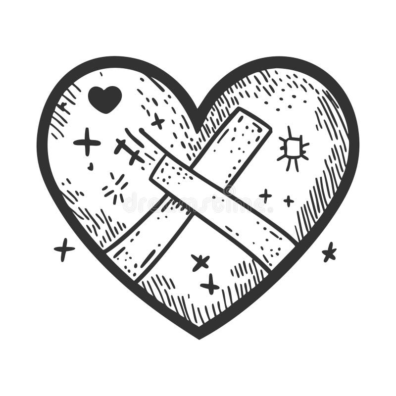 Illustration of a Heart with a Bandage, Symbolizing Healing and Love ...