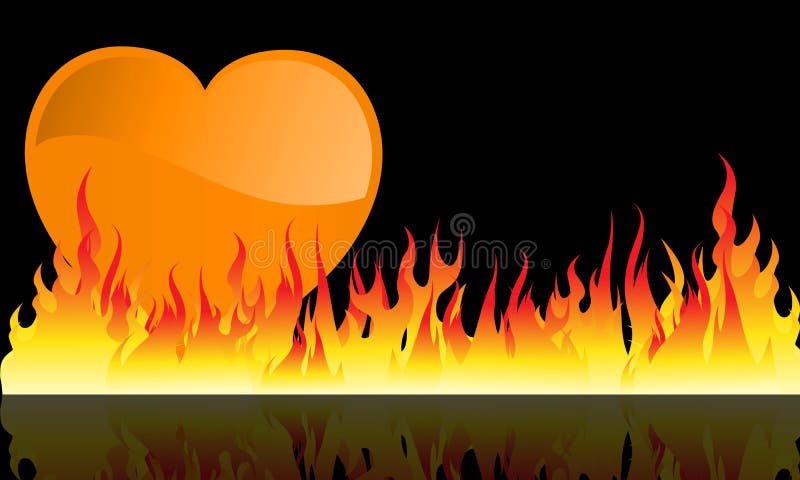 Illustration of a Heart Burning in the Fire Stock Illustration ...