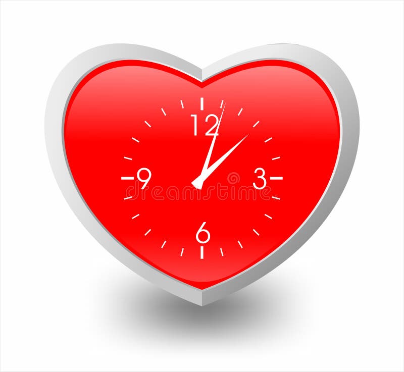 Illustration of Heart and Clock Stock Vector - Illustration of romance ...
