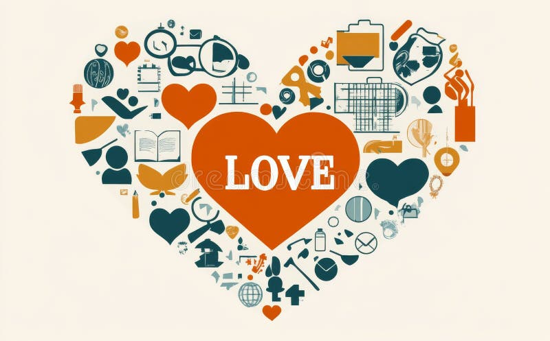 An Illustration of a Heart Filled with Love, Featuring Diverse Colorful ...