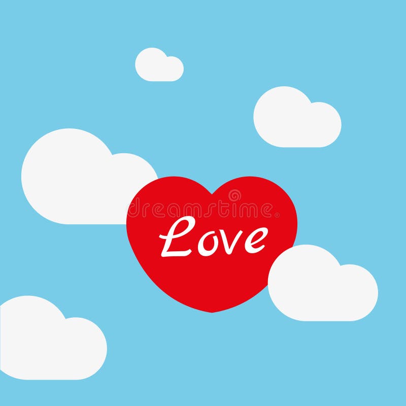 Illustration of Heart Flying Above the Sky among Clouds Stock ...