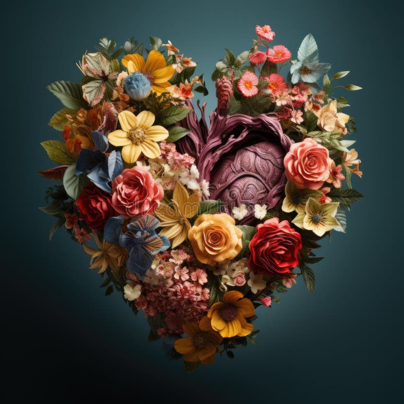 Illustration of a Heart Made of Flowers, the Theme Self-protection ...