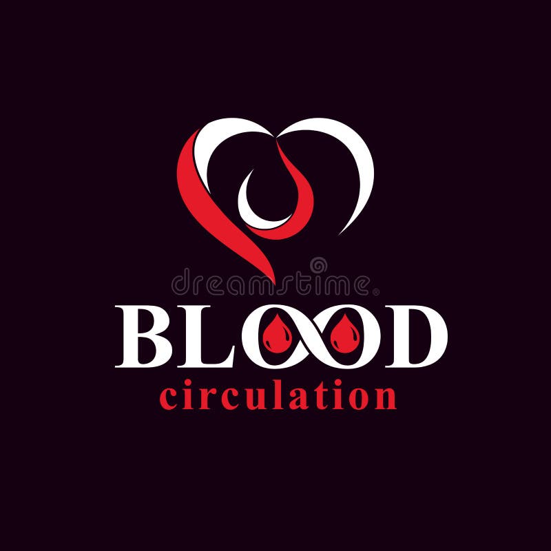 Illustration of Heart Shape and Blood Drop. Blood Circula Stock Vector ...