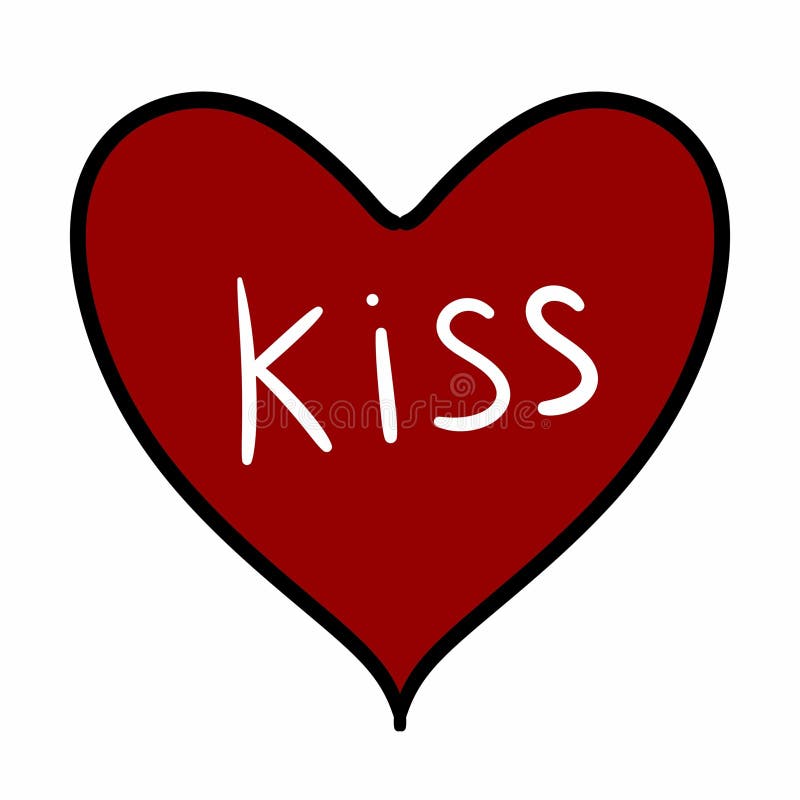 Illustration of a Heart with Text Kiss Stock Illustration ...