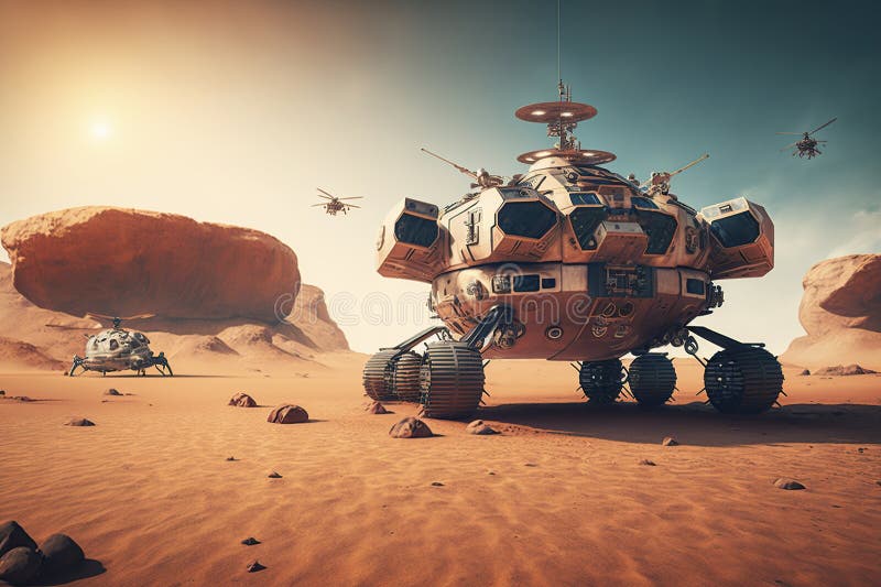 Illustration, Helicopter Exploring Mars, with Remote Control ...