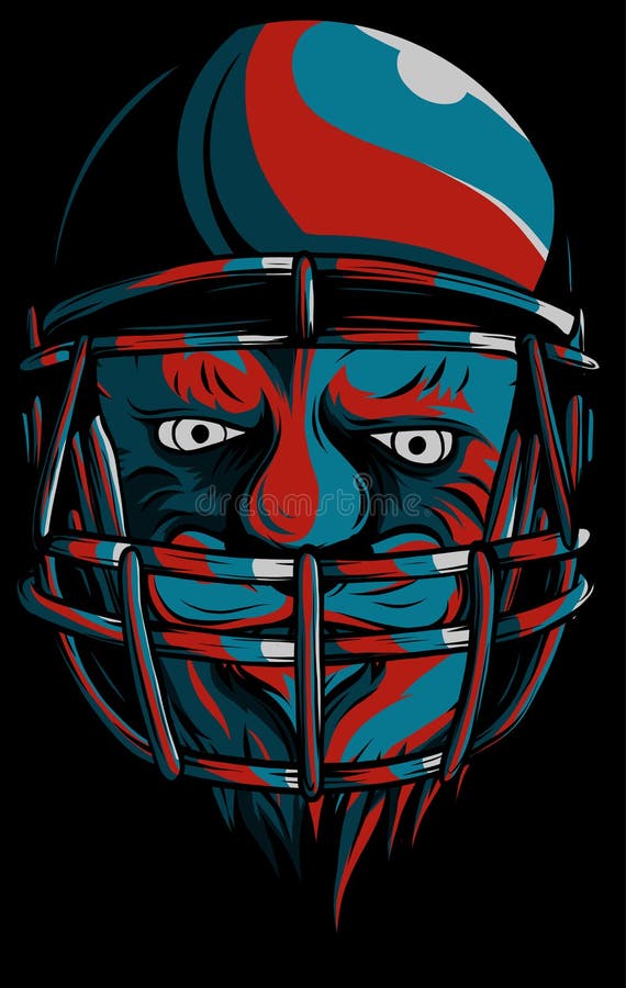 Vector Illustration of Helmet Football Team Head on Black Background ...