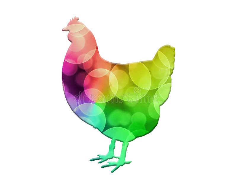 Illustration of a Hen in a Colorful Pattern on a White Background Stock ...