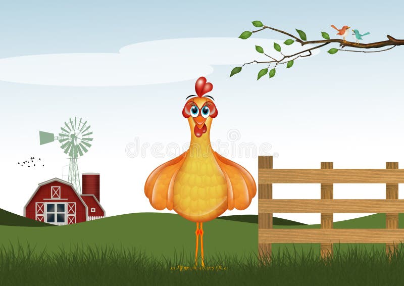 Illustration of Hen in the Farm Stock Illustration - Illustration of ...