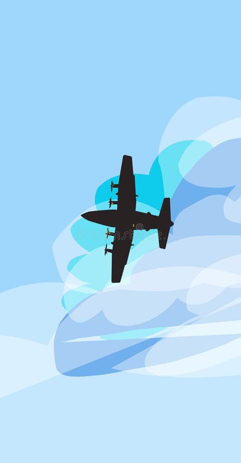 Illustration of a Hercules C130J Airplane Flying in the Sky Stock ...