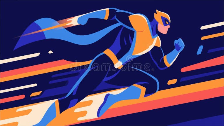 Illustration of a Hero with a Costume that Emphasizes Speed Vector ...