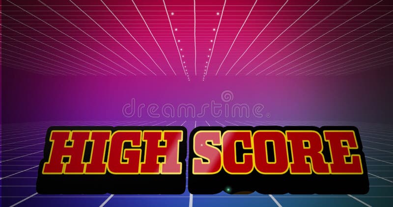 Illustration of High Score Text with Grid Pattern Against Gradient ...
