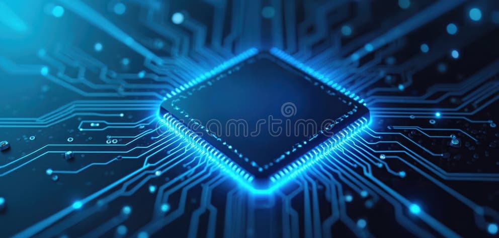 Illustration of a High-tech Computer Microchip, Central Processing Unit ...