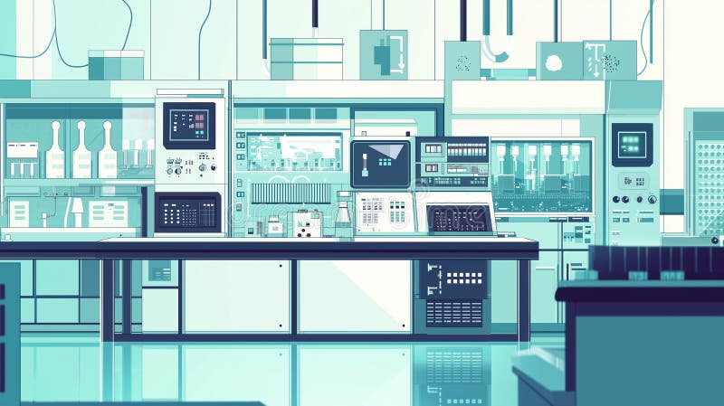 Modern Laboratory Setup with Futuristic Equipment Stock Illustration ...