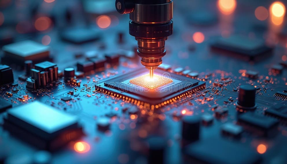 Illustration High-tech Motherboard Computer Processor. Computing Power ...