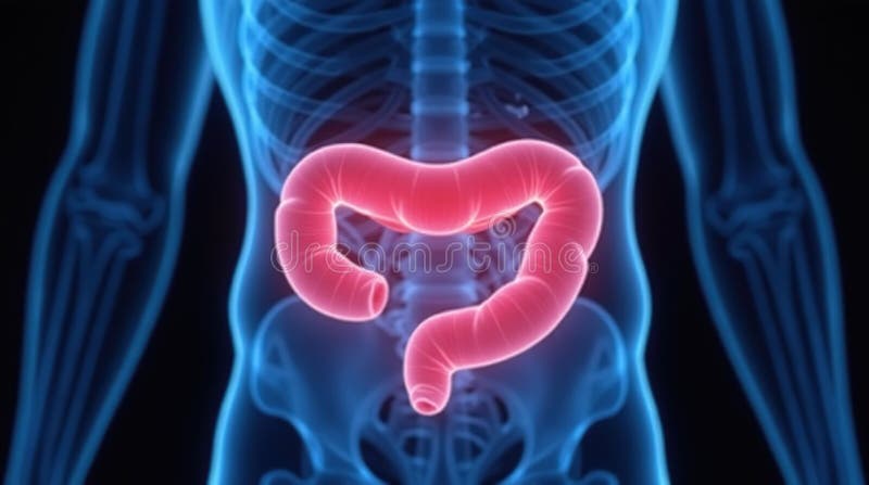 Illustration Highlighting Human Colon within the Digestive Anatomy ...