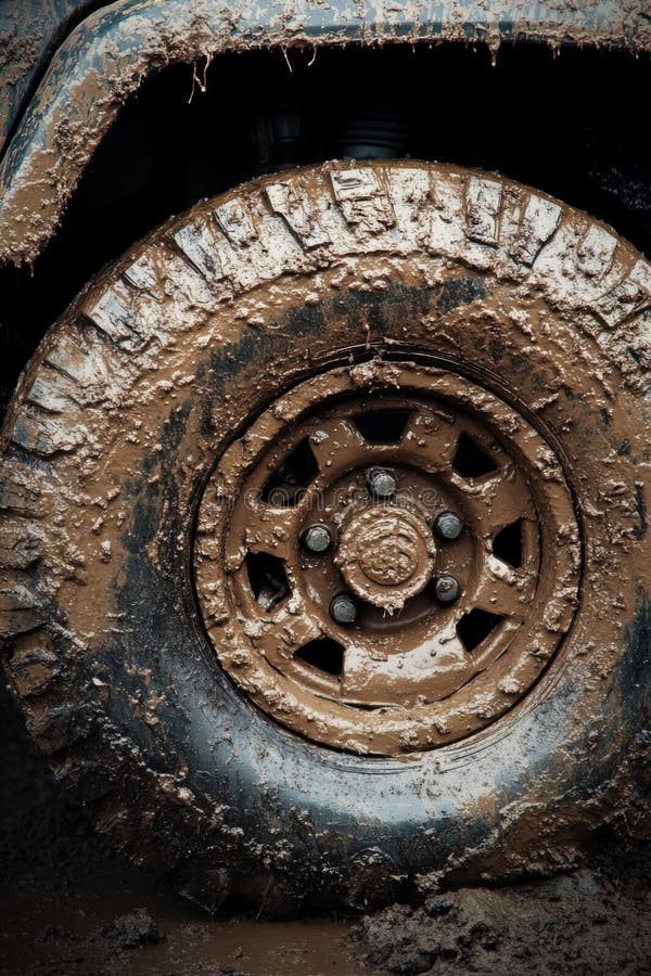 Muddy Off-Road Vehicle Wheel Stock Illustration - Illustration of muck ...