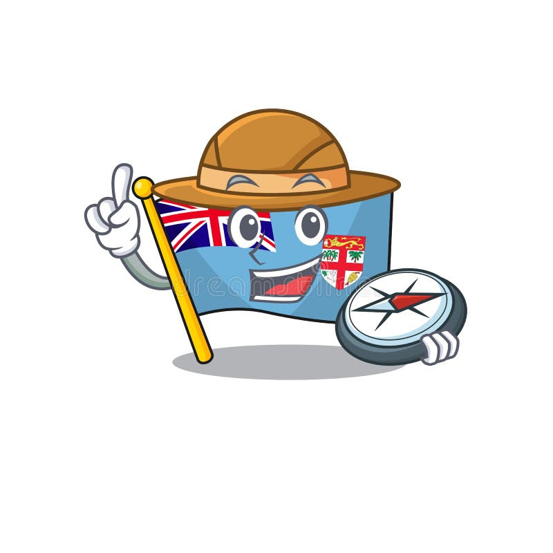 Illustration Holding Compass Flag Fiji with Character Cute Stock Vector ...