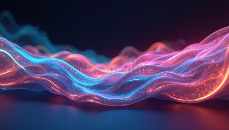 Illustration of Holographic Neon Fluid Waves. Modern Design with ...