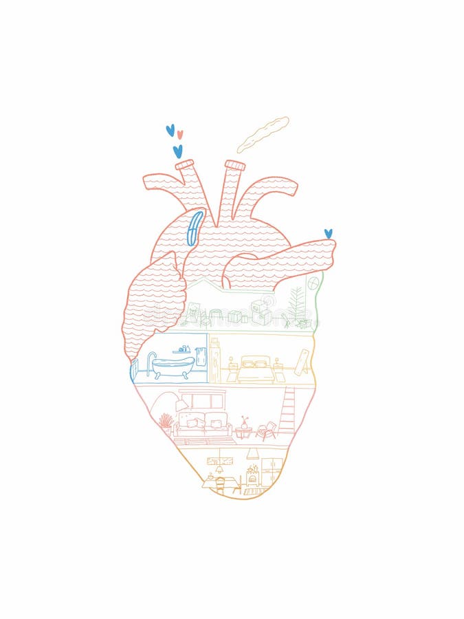 Illustration of a Home Inside the Heart Shape Stock Illustration ...