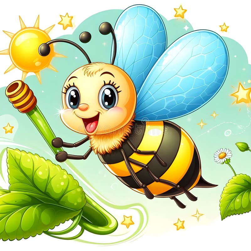 Illustration of Honey Bee Flying with Joy Stock Illustration ...