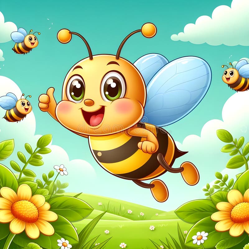 Illustration of Honey Bee Flying with Joy Stock Illustration ...