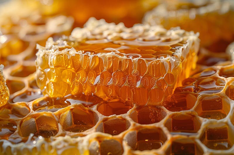 Illustration of Honeycomb Pattern of Honey, Closeup, High Resolution ...