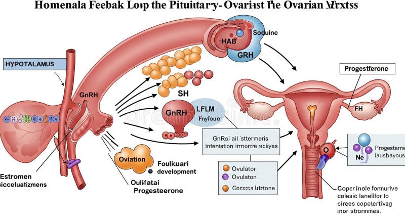 Illustration of the Hormonal Feedback Loop between the Hypothalamus, Pituitary Gland, Stock ...