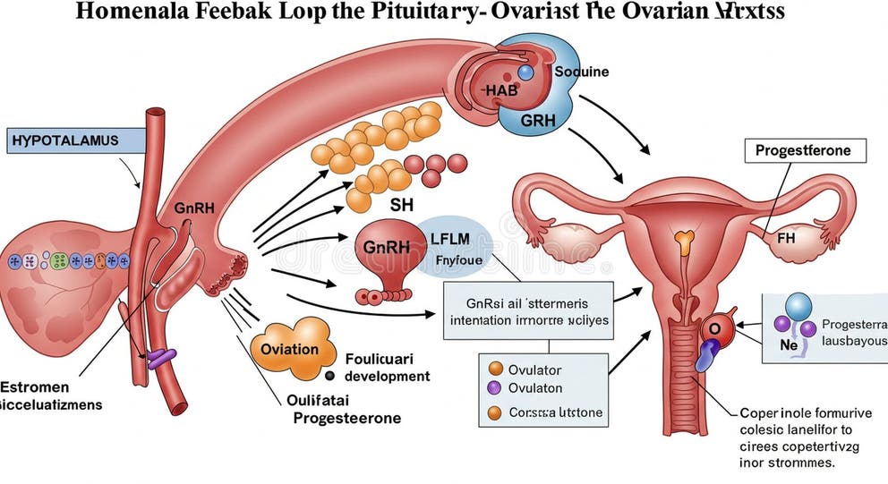 Illustration of the Hormonal Feedback Loop between the Hypothalamus, Pituitary Gland, Stock ...