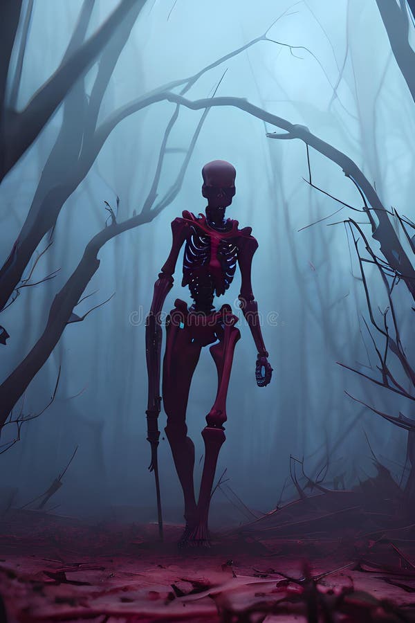 Illustration of Horror Skeleton in Dark Environment Stock Illustration ...