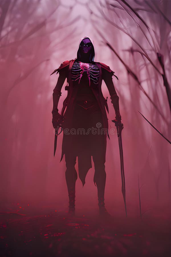 Illustration of Horror Skeleton in Dark Environment Stock Illustration ...