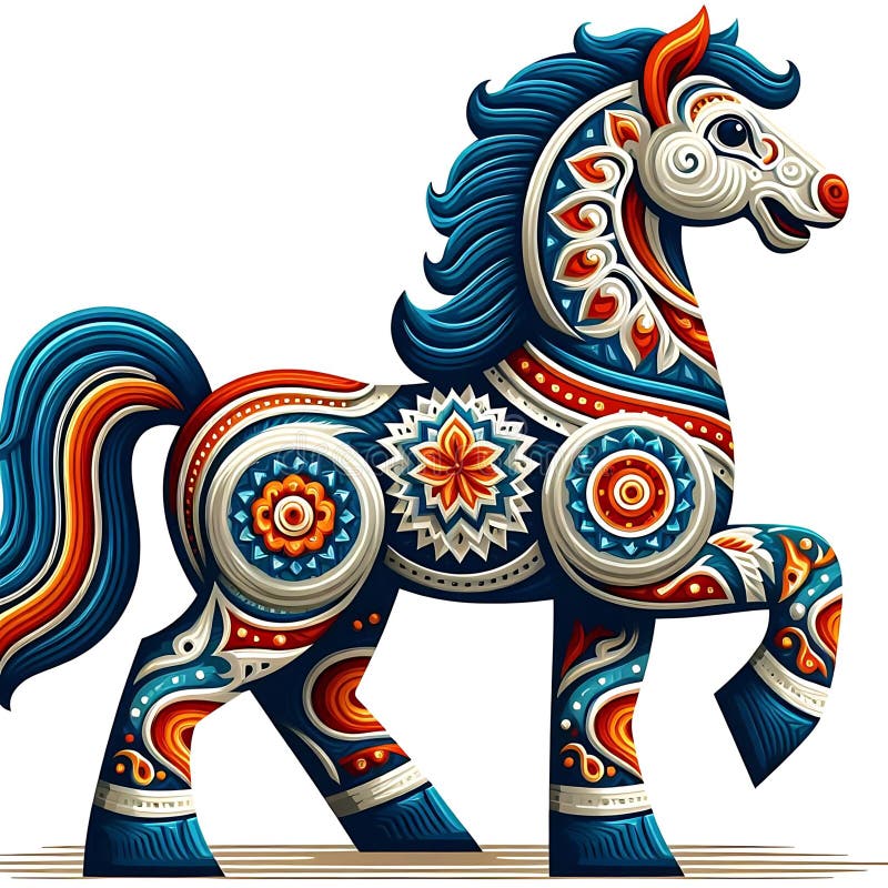An Illustration of a Horse Decorated with Beautiful Patterns All Over ...