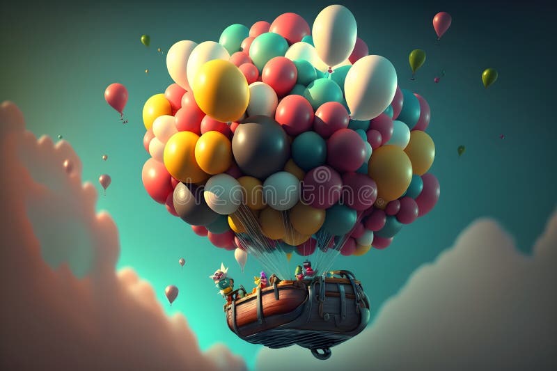 Hot Air Balloon Illustration, Generated Generatively with Ai Technology ...