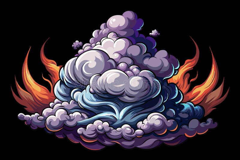 Illustration of a Hot Cloud with Fire Flames Stock Vector ...