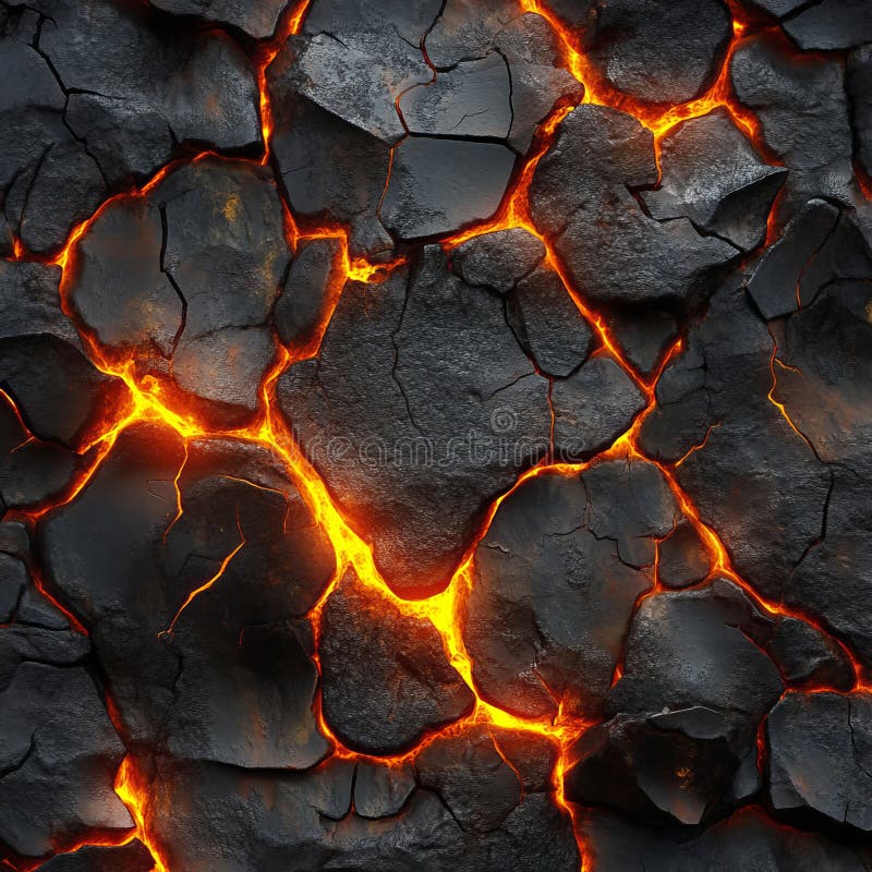 Illustration of a Hot Lava Flow with Cracks. Vector Background Stock ...