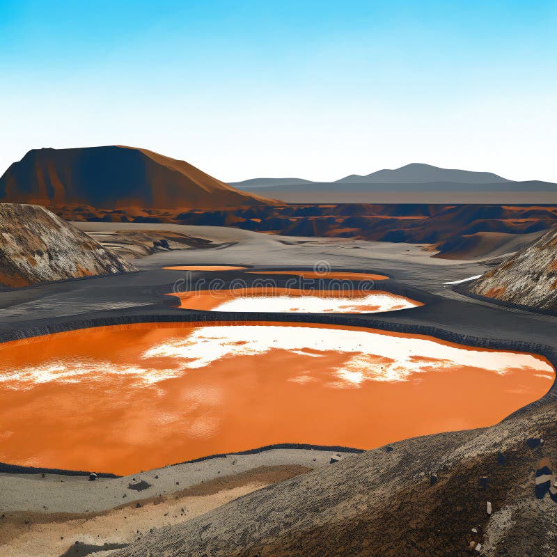 Hot Spring Area in North, Creative Digital Illustration, Abstract ...