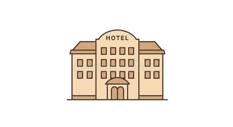 Illustration of a Hotel Building Featuring a Simple, Symmetrical Design ...