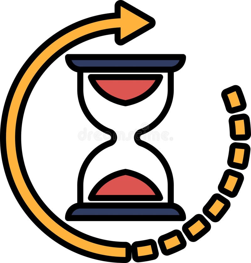 Illustration of Hourglass and Arrow in Line Drawing Style Stock Vector ...