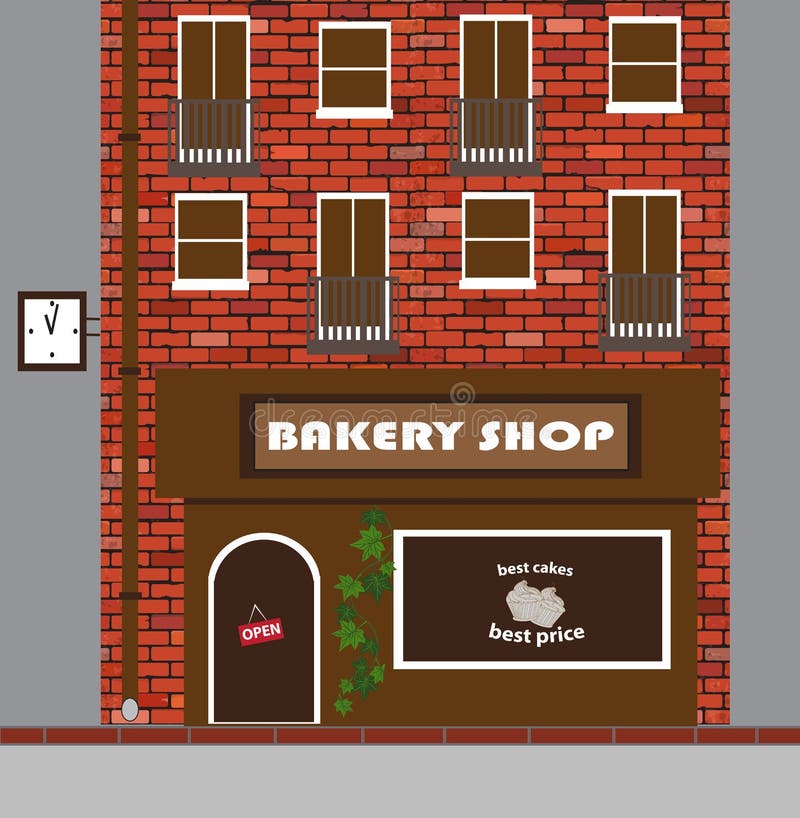 Illustration of a House with a Bakery Stock Illustration - Illustration ...