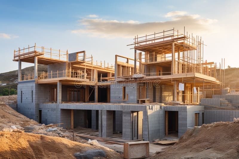 Illustration of House Building Under Construction. Generative AI Stock ...