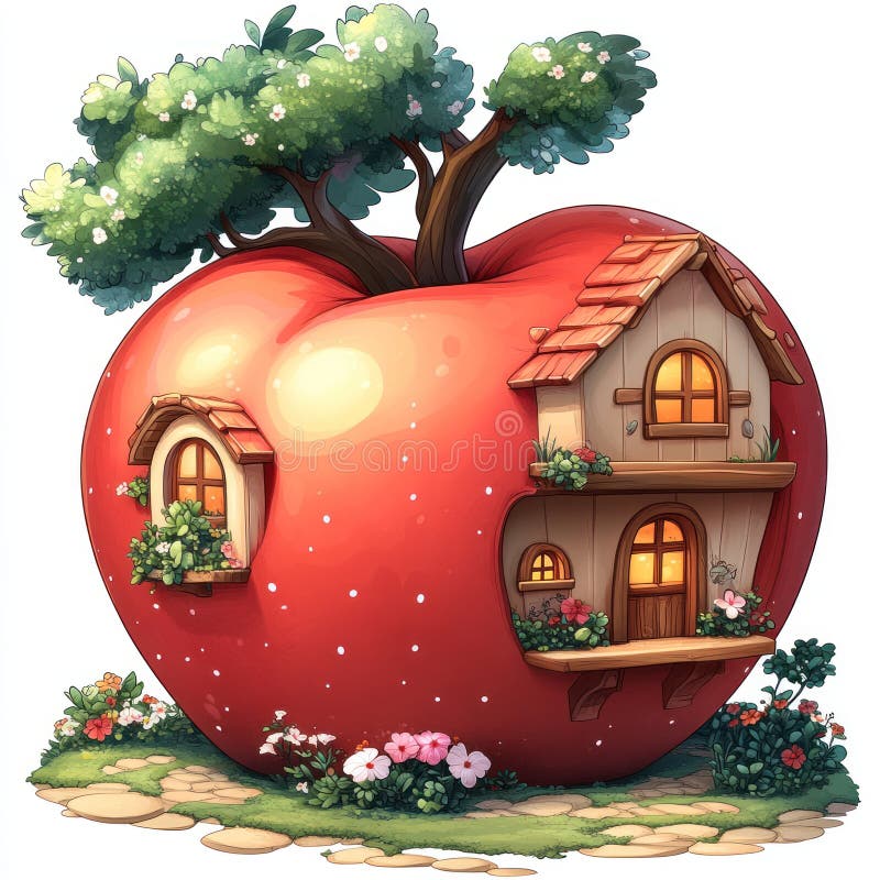 Apple House Tree Stock Illustrations – 4,404 Apple House Tree Stock ...
